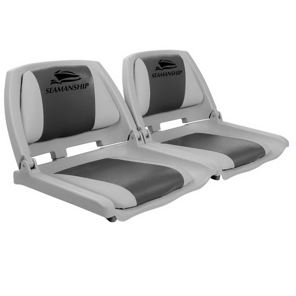 Seamanship 2X Folding Boat Seats Marine Seat Swivel Low Back 4cm Paddi
