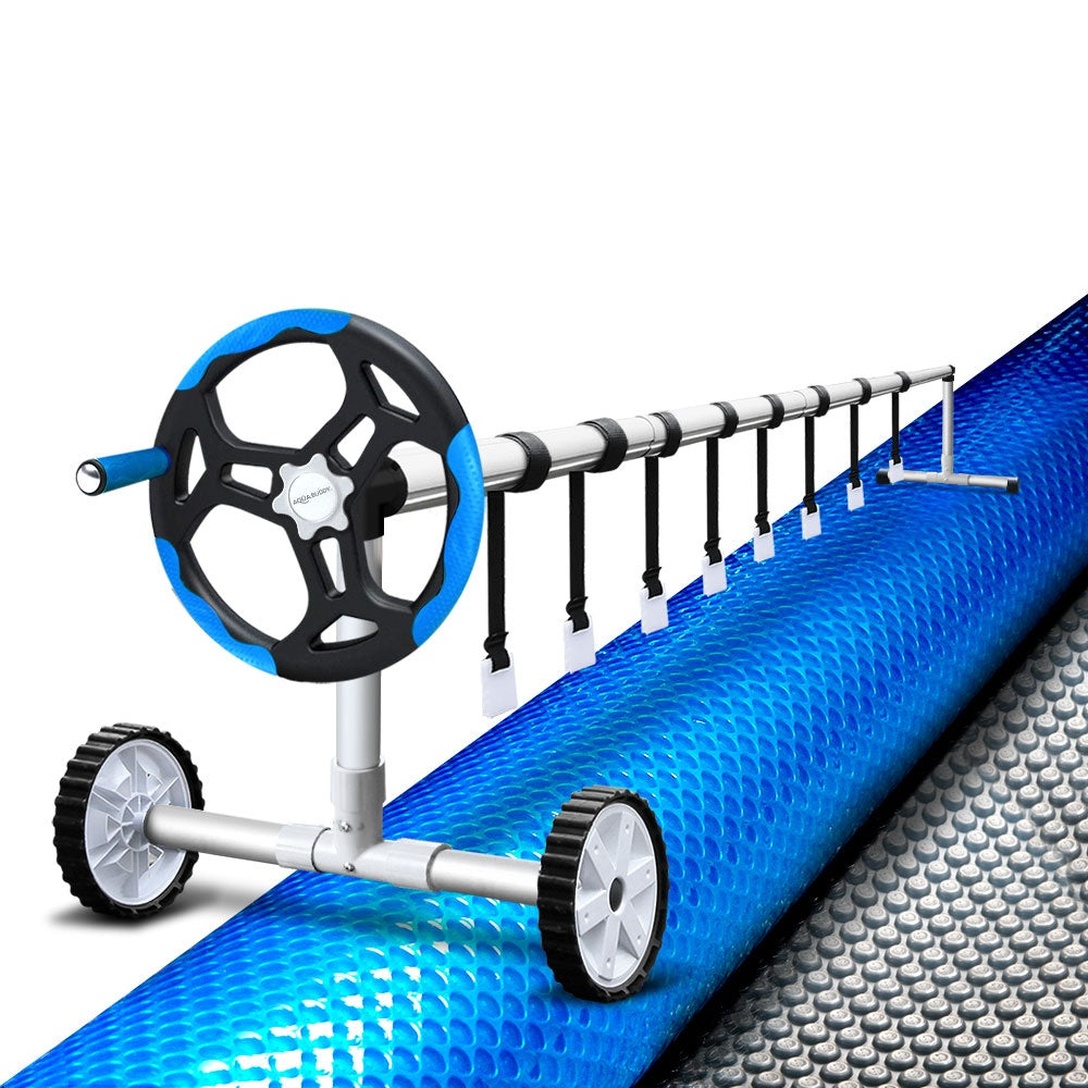 Aquabuddy 7x4m Solar Pool Cover Roller Combo Swimming Blanket Heater O