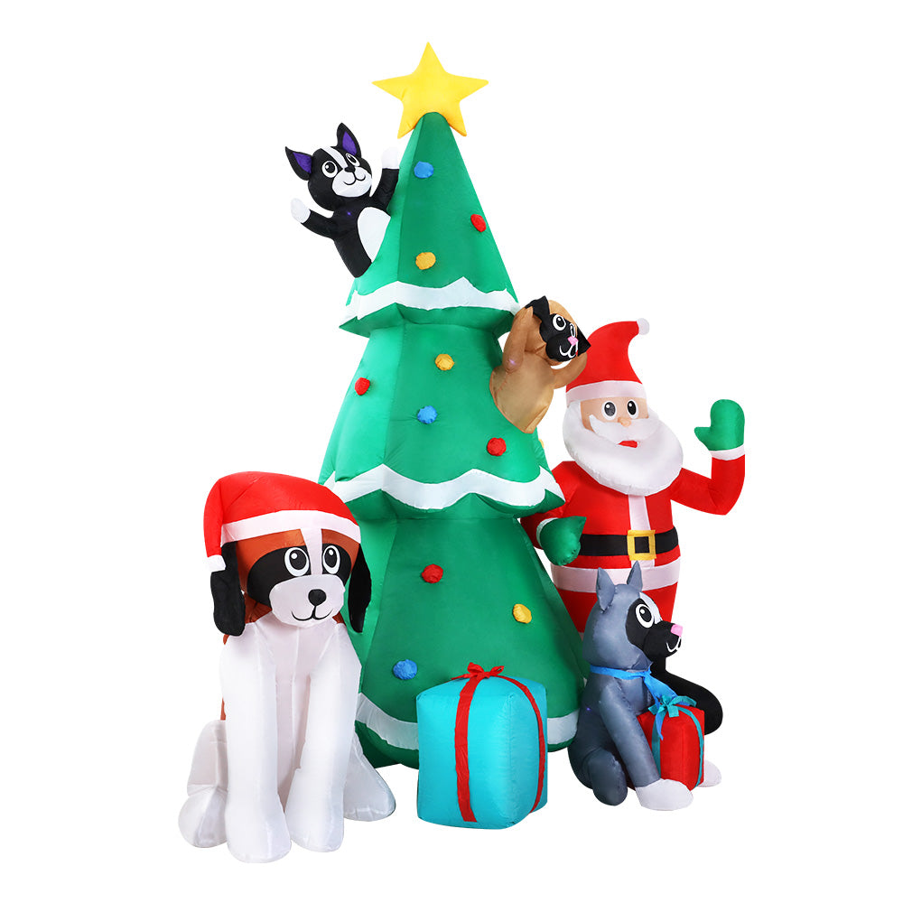 Jingle Jollys Christmas Inflatable Santa Tree 3M Illuminated Decoratio