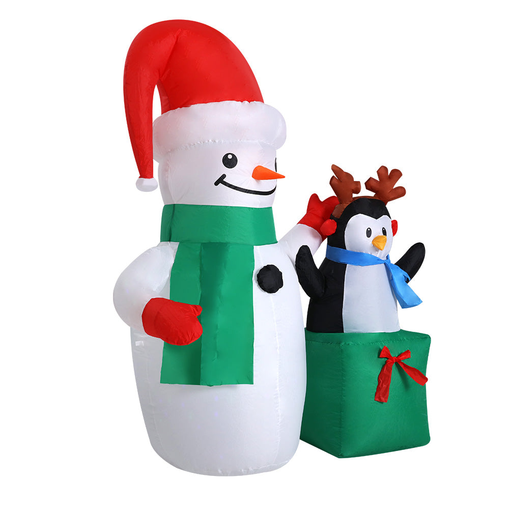 Jingle Jollys Christmas Inflatable Snowman 1.8M Illuminated Decoration